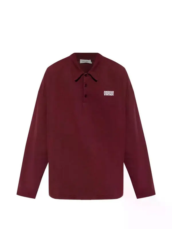 American Vintage Gixy Long-sleeved Polo Shirt - Red