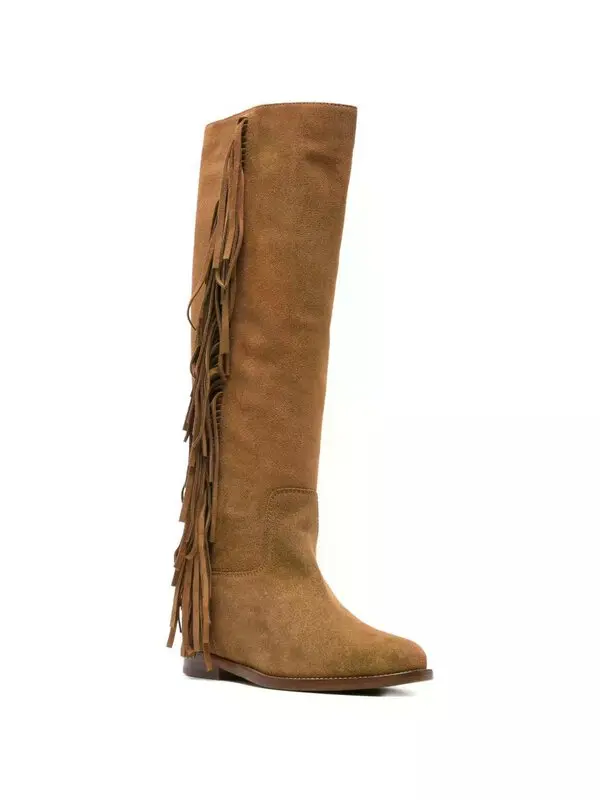 VIA ROMA 15 Fringe-detail Knee Length Boots - Brown