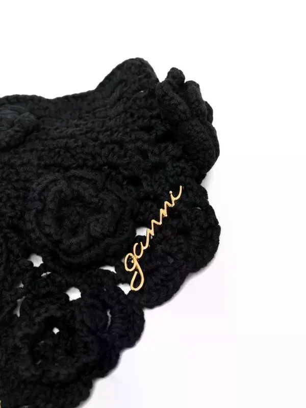 GANNI Crochet Headscarf With Flower Detailing