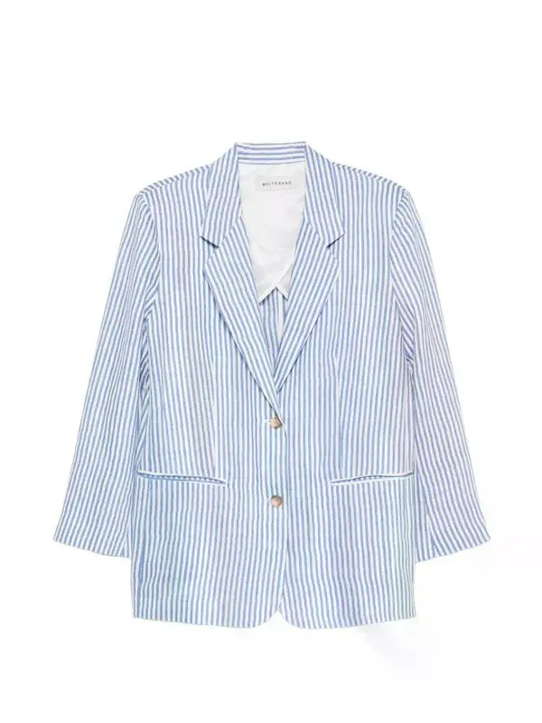 WHITE SAND Striped Jacket With Pockets