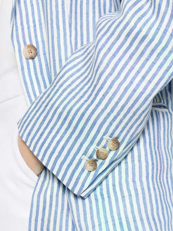 WHITE SAND Striped Jacket With Pockets