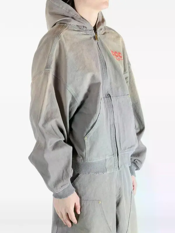WILLY CHAVARRIA Hooded Zip Up Jacket - Grey