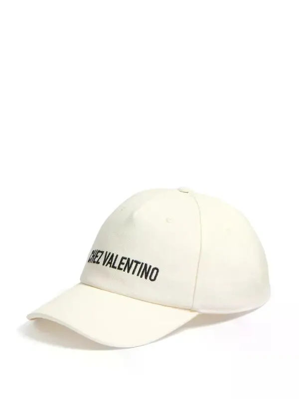Valentino Garavani Chez Cotton Baseball Cap With Embroidery - Neutrals
