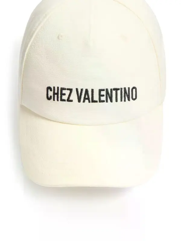Valentino Garavani Chez Cotton Baseball Cap With Embroidery - Neutrals