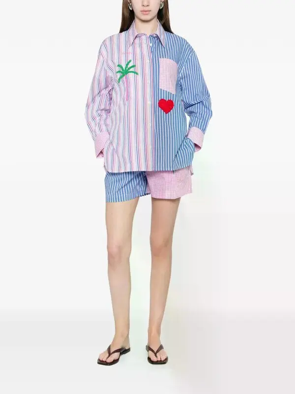 SUSANNA BLU Striped Embroidered Shorts
