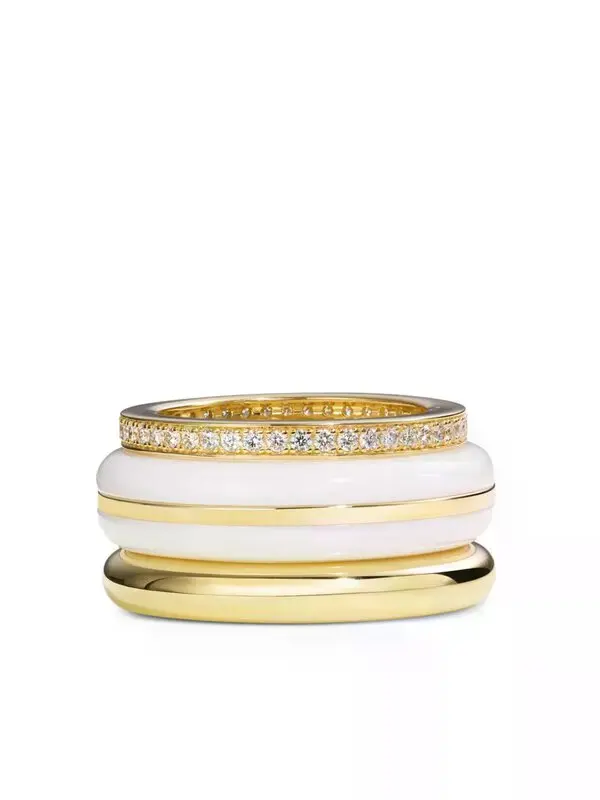 BY PARIAH 14k Diamond And Agate Stacking Rings - Gold