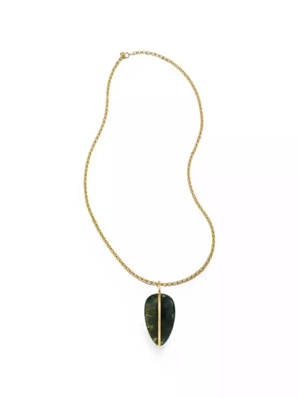 BY PARIAH 14ct Gold Chain Necklace With Agate Pendant - Green