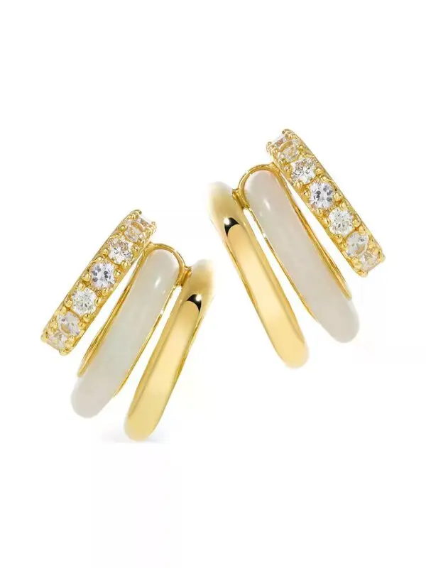 BY PARIAH 14k Diamond And Jasper Stack Earrings - Gold