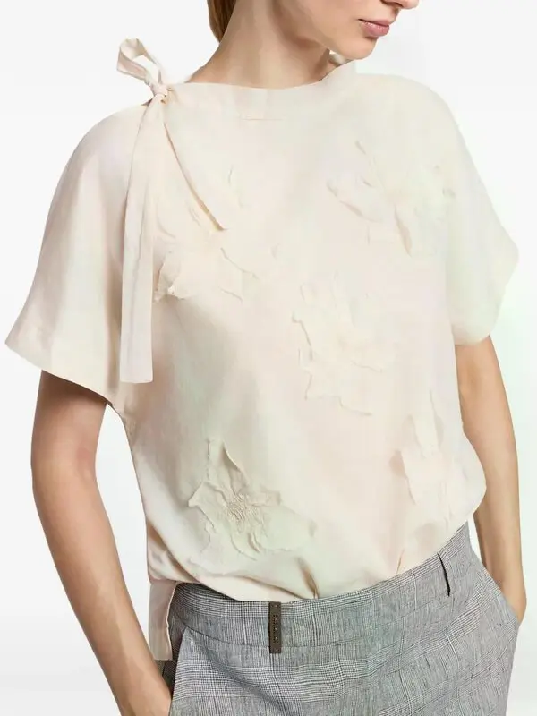 Peserico Floral Tie Neck Top