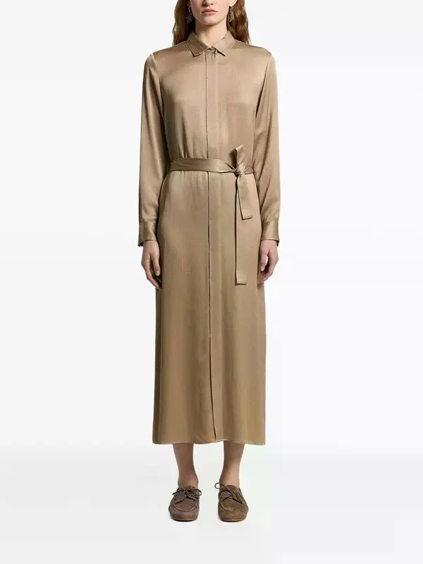 Peserico Satin Midi Shirt Dress - Neutrals