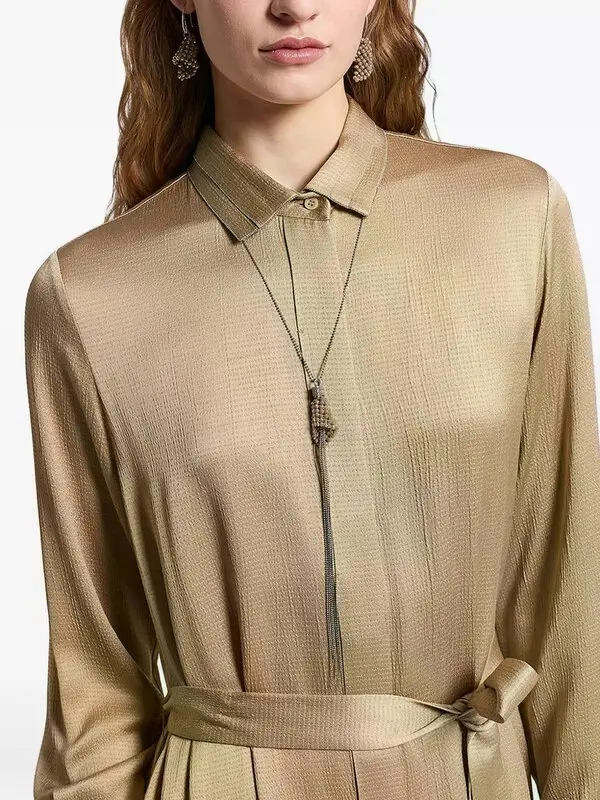 Peserico Satin Midi Shirt Dress - Neutrals
