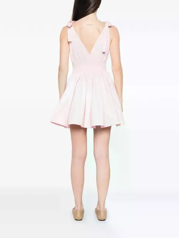 Maje Cotton Flared Mini Dress With V-neck And Button Detail