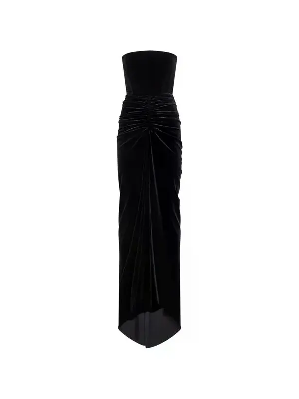 Alex Perry Strapless Gathered-detail Maxi Dress - Black