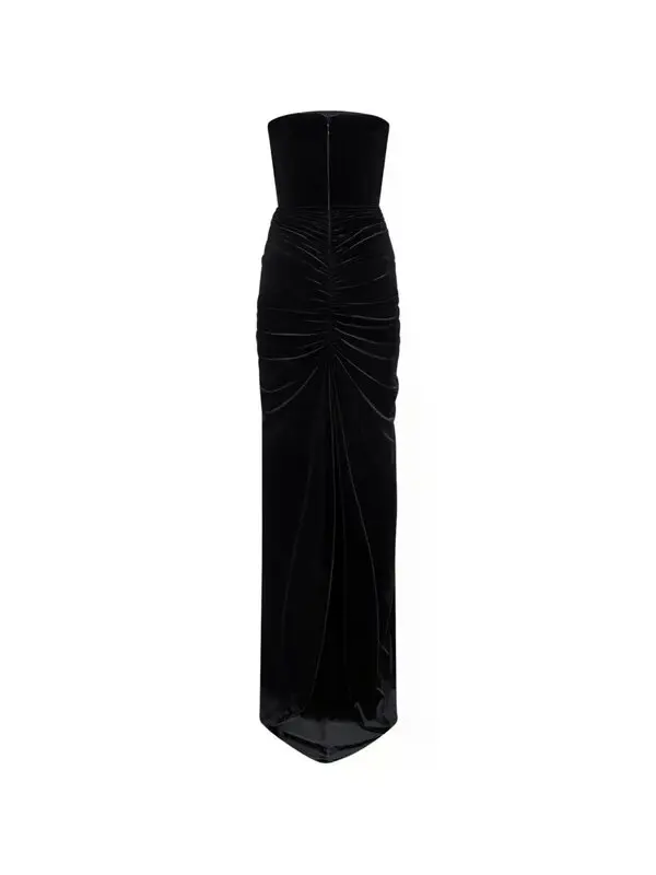 Alex Perry Strapless Gathered-detail Maxi Dress - Black