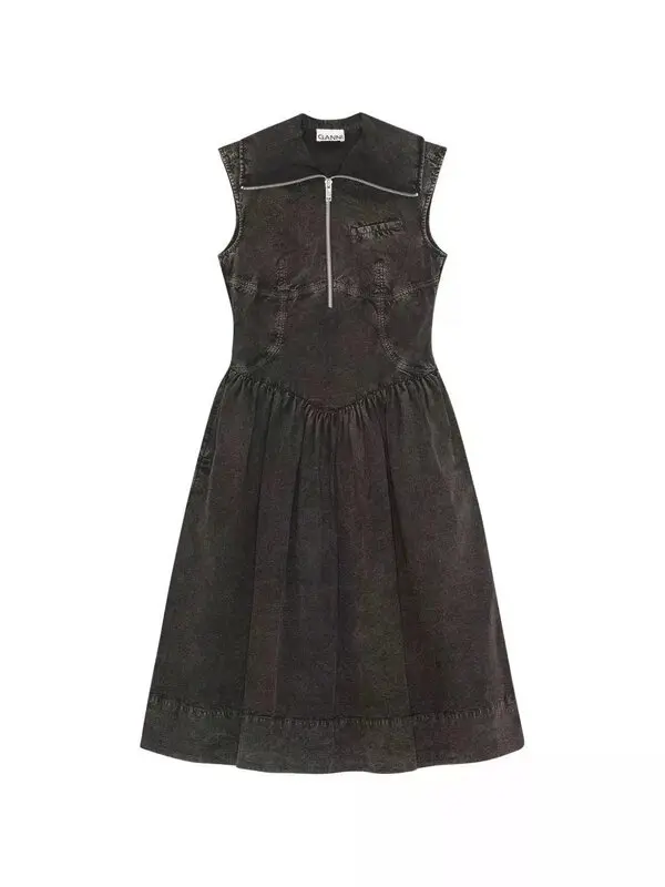 GANNI Zip-collared Mini Dress