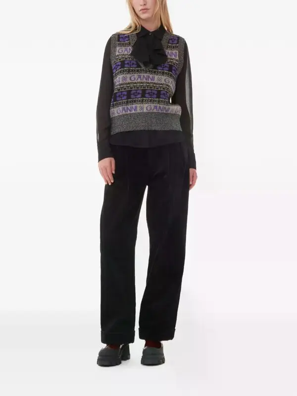 GANNI Pleated Corduroy Trousers