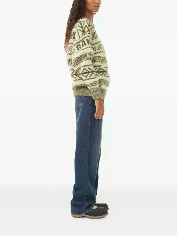 GANNI Patterned Knit Sweater - Neutrals