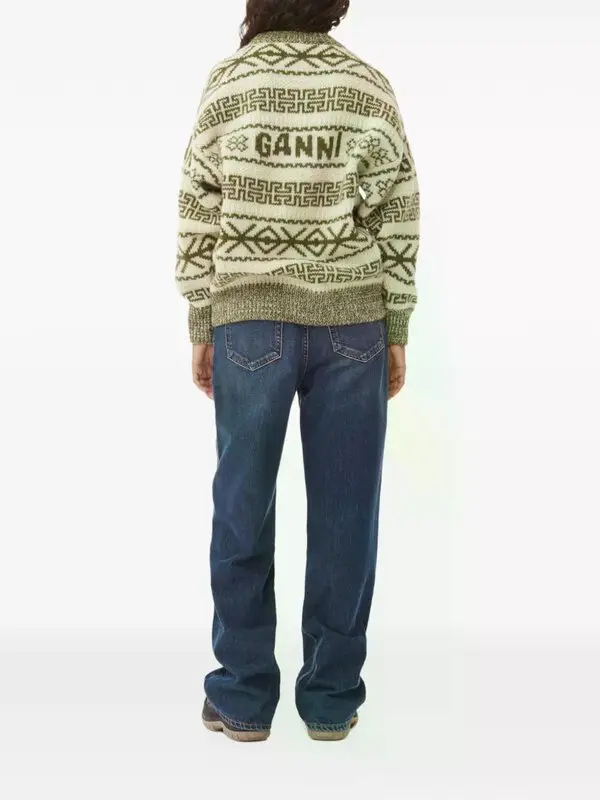 GANNI Patterned Knit Sweater - Neutrals