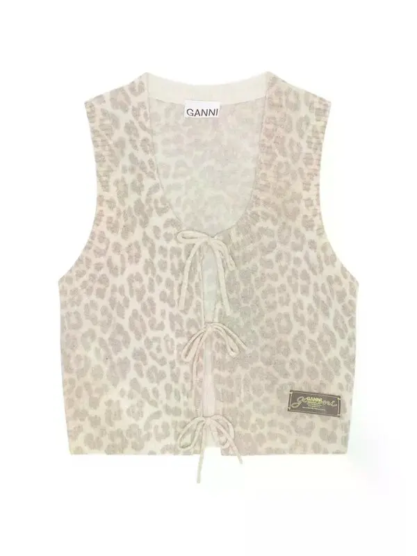 GANNI Animal-print Knit Vest - Neutrals