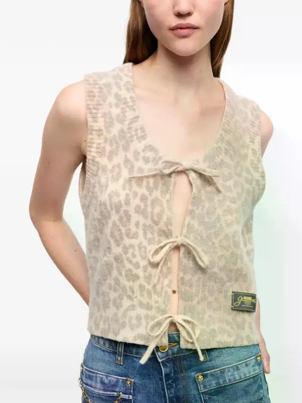 GANNI Animal-print Knit Vest - Neutrals
