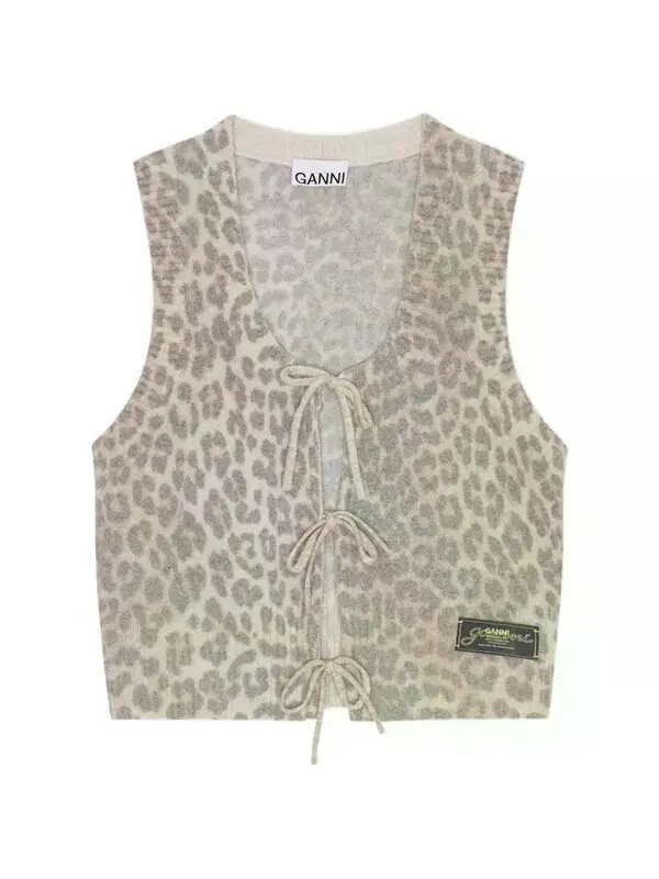 GANNI Animal-print Knit Vest - Neutrals