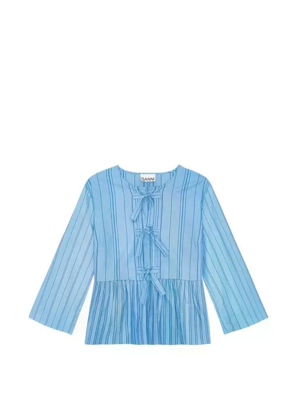 GANNI Striped Tie-detail Blouse