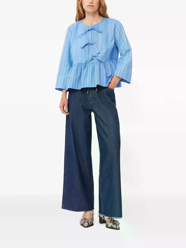 GANNI Striped Tie-detail Blouse