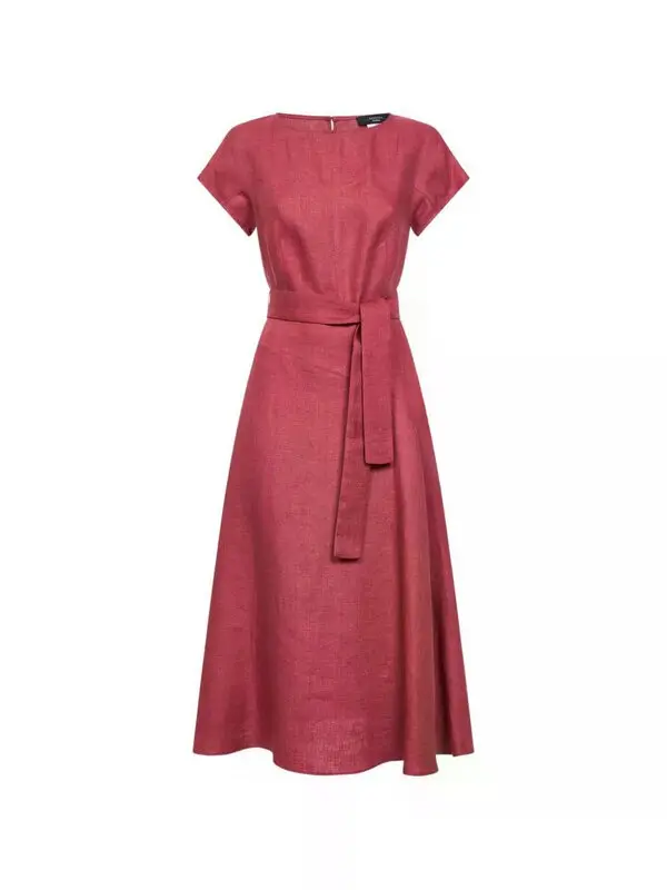 Max Mara Cap-sleeve Belted Midi Dress - Red