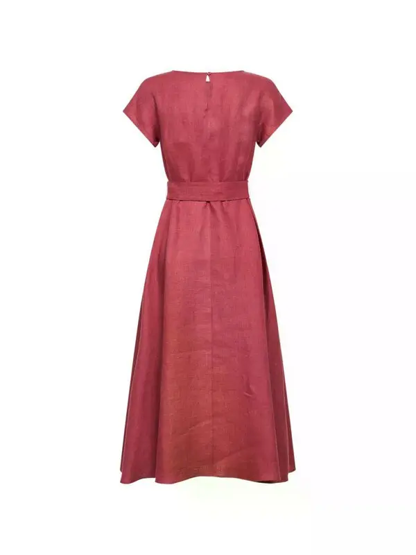 Max Mara Cap-sleeve Belted Midi Dress - Red