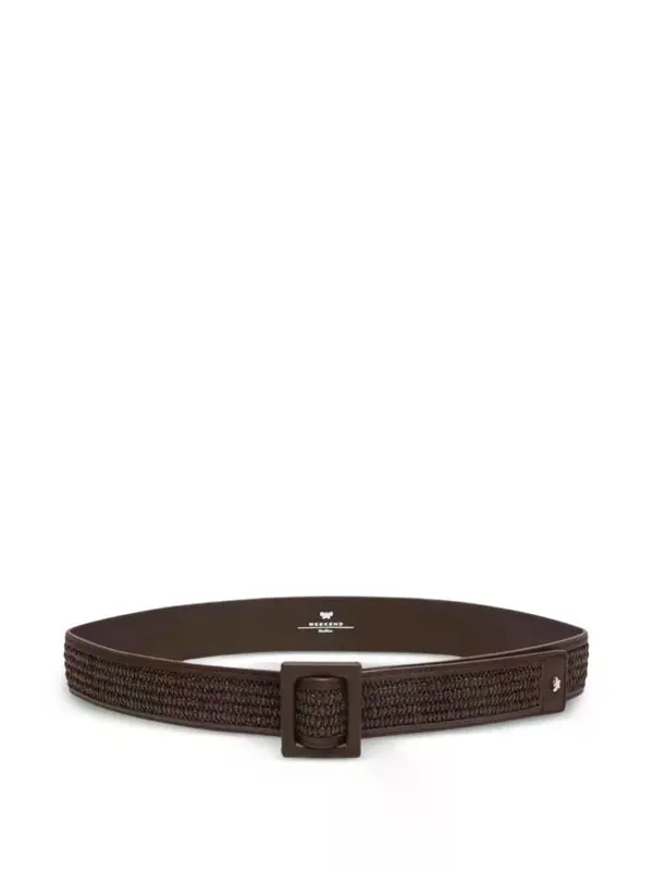Max Mara Square-buckle Woven Belt - Brown