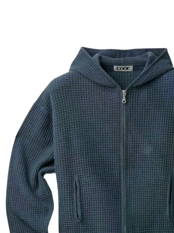 COOR Waffle-knit Zip-up Hoodie
