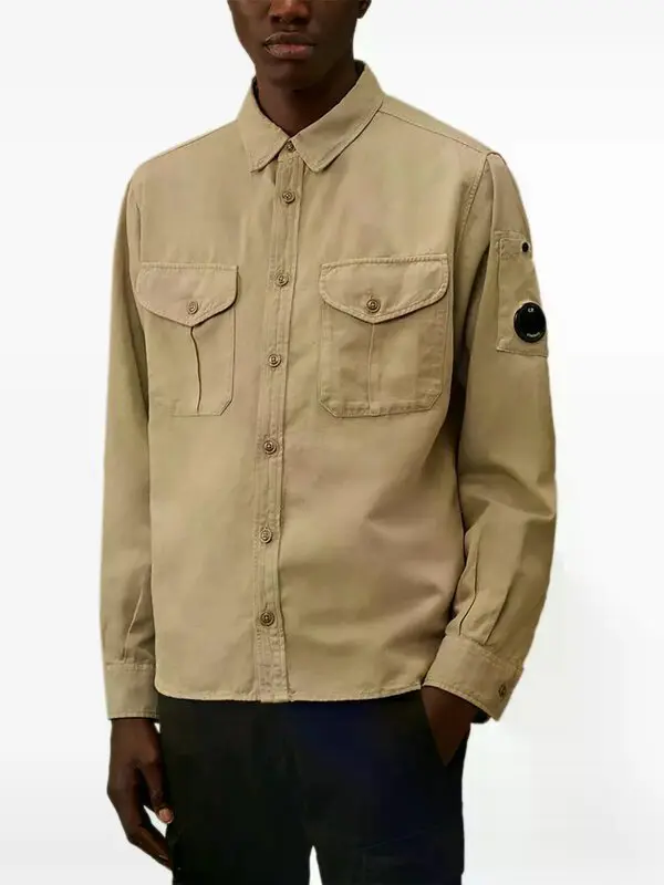 C.P. COMPANY Cotton/linen Long Sleeve Button Shirt - Neutrals