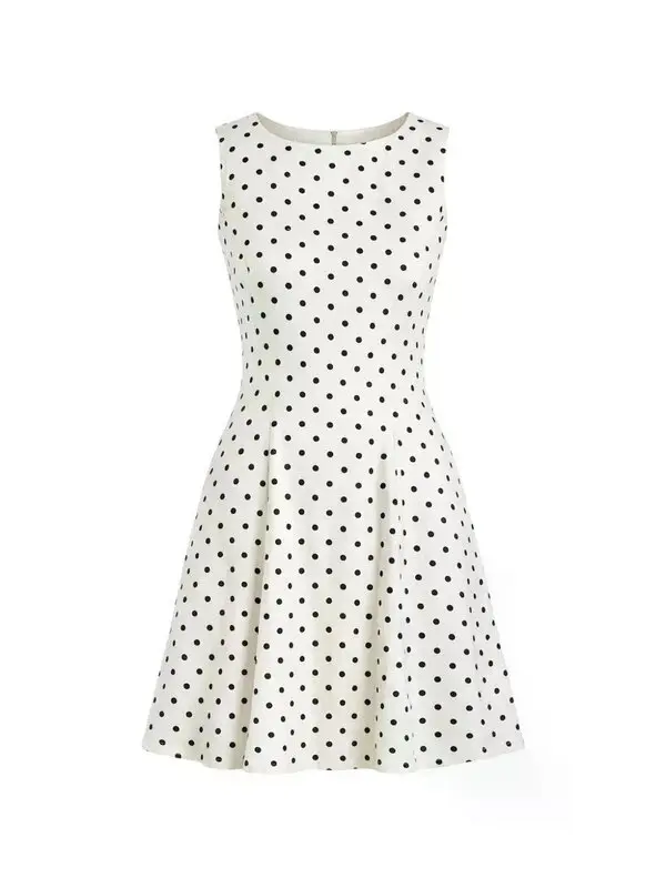 Derhy Maelis Polka Dot Flared Dress - White
