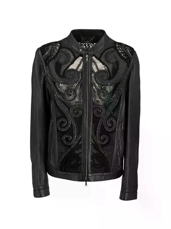 John Richmond Vintage Embossed Leather Jacket