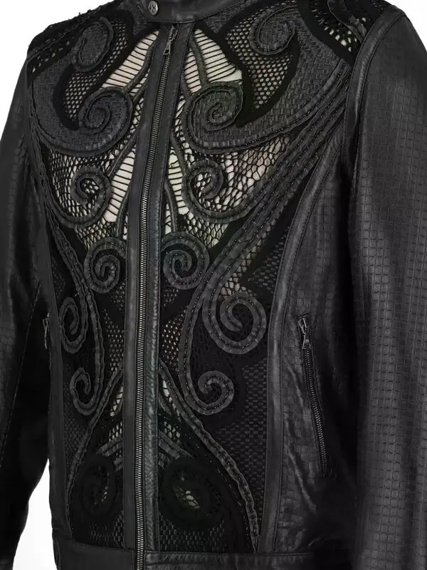 John Richmond Vintage Embossed Leather Jacket