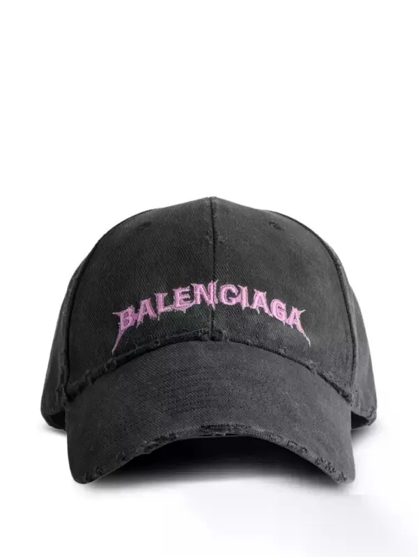 Balenciaga Diy Distressed Logo Cap - Black