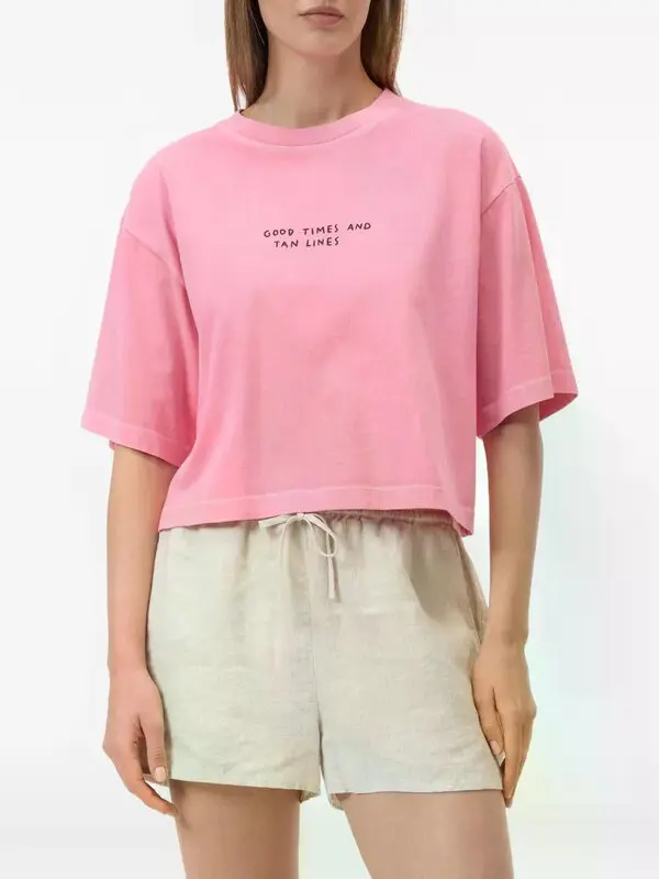 Closed Boxy Cropped T-shirt - Pink