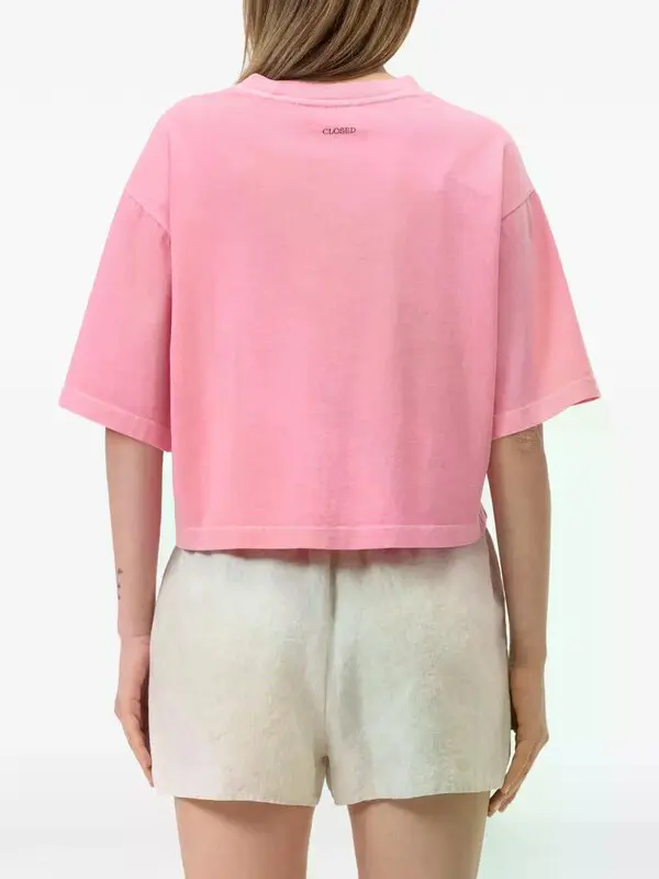 Closed Boxy Cropped T-shirt - Pink