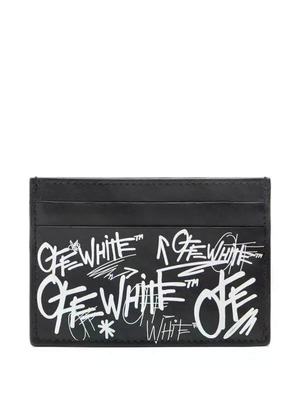 Off-White Logo-print Leather Card Case - Black