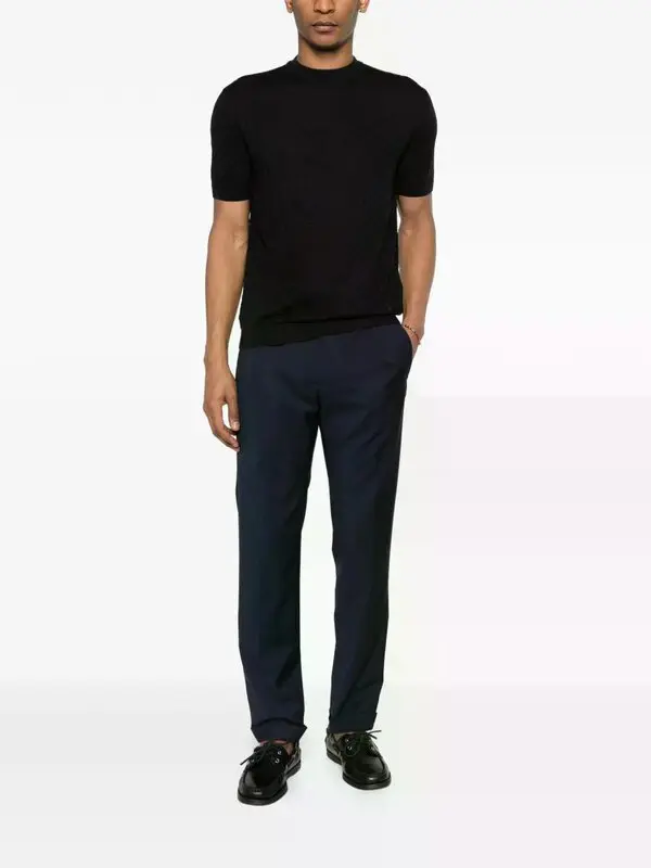 Emporio Armani Short-sleeved Jacquard Sweater - Blue