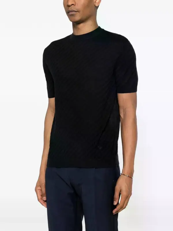 Emporio Armani Short-sleeved Jacquard Sweater - Blue