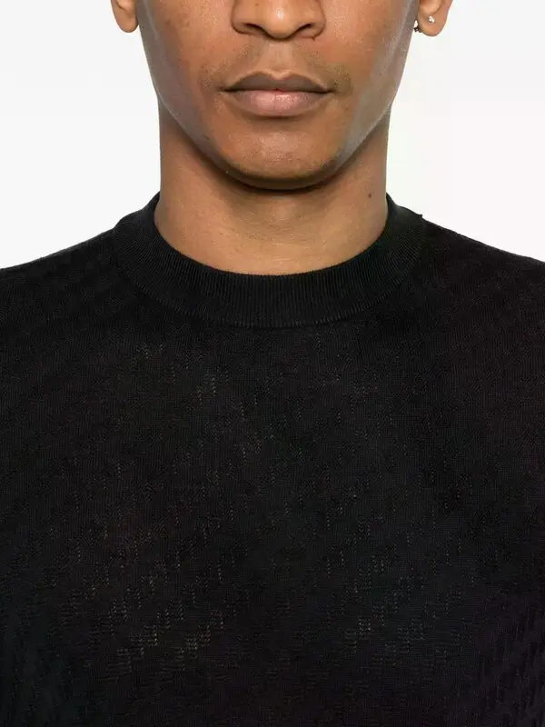 Emporio Armani Short-sleeved Jacquard Sweater - Blue
