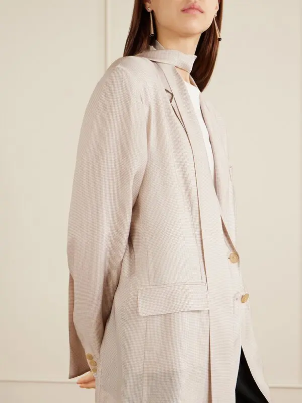 Acne Studios Oversized Scarf-detailed Checked Twill Blazer - Neutrals
