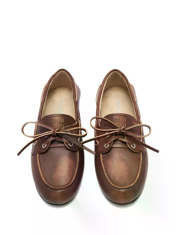 Miu Miu Lace-up Boat Shoes - Brown