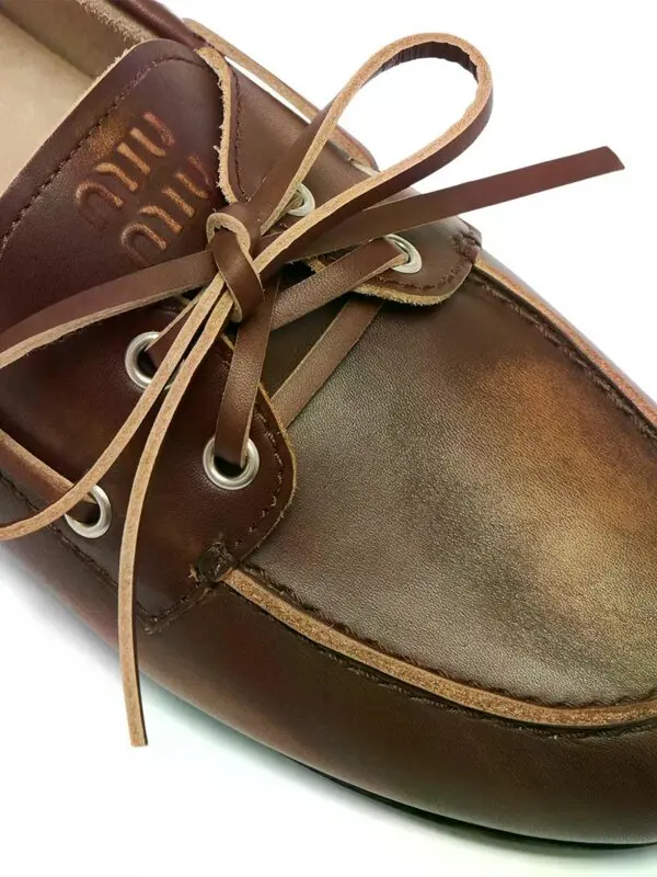 Miu Miu Lace-up Boat Shoes - Brown