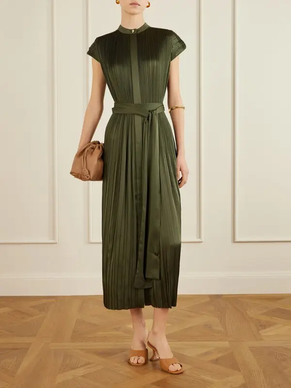 plisse satin dress Brown Maxi Dress - Plisse Satin Dress - Strapless Dress - Dress