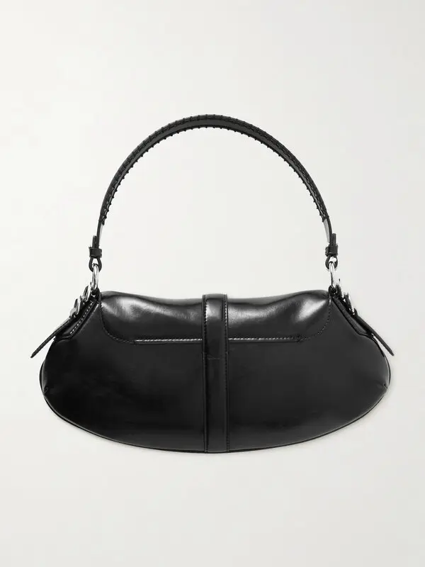 GANNI Kat Recycled Leather-blend Shoulder Bag - Black