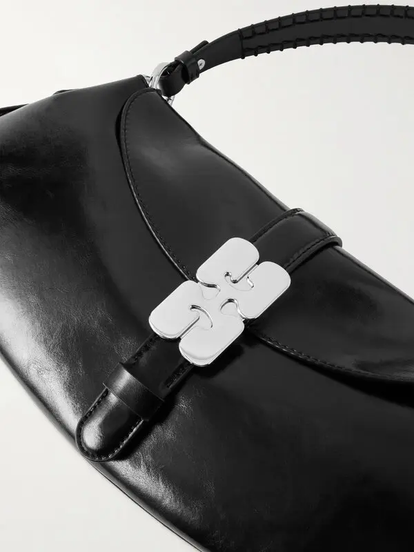 GANNI Kat Recycled Leather-blend Shoulder Bag - Black