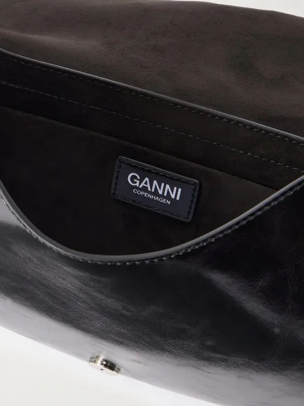 GANNI Kat Recycled Leather-blend Shoulder Bag - Black