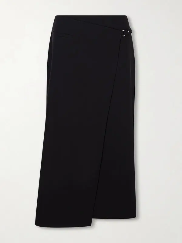 ST. AGNI Wool Midi Wrap Skirt